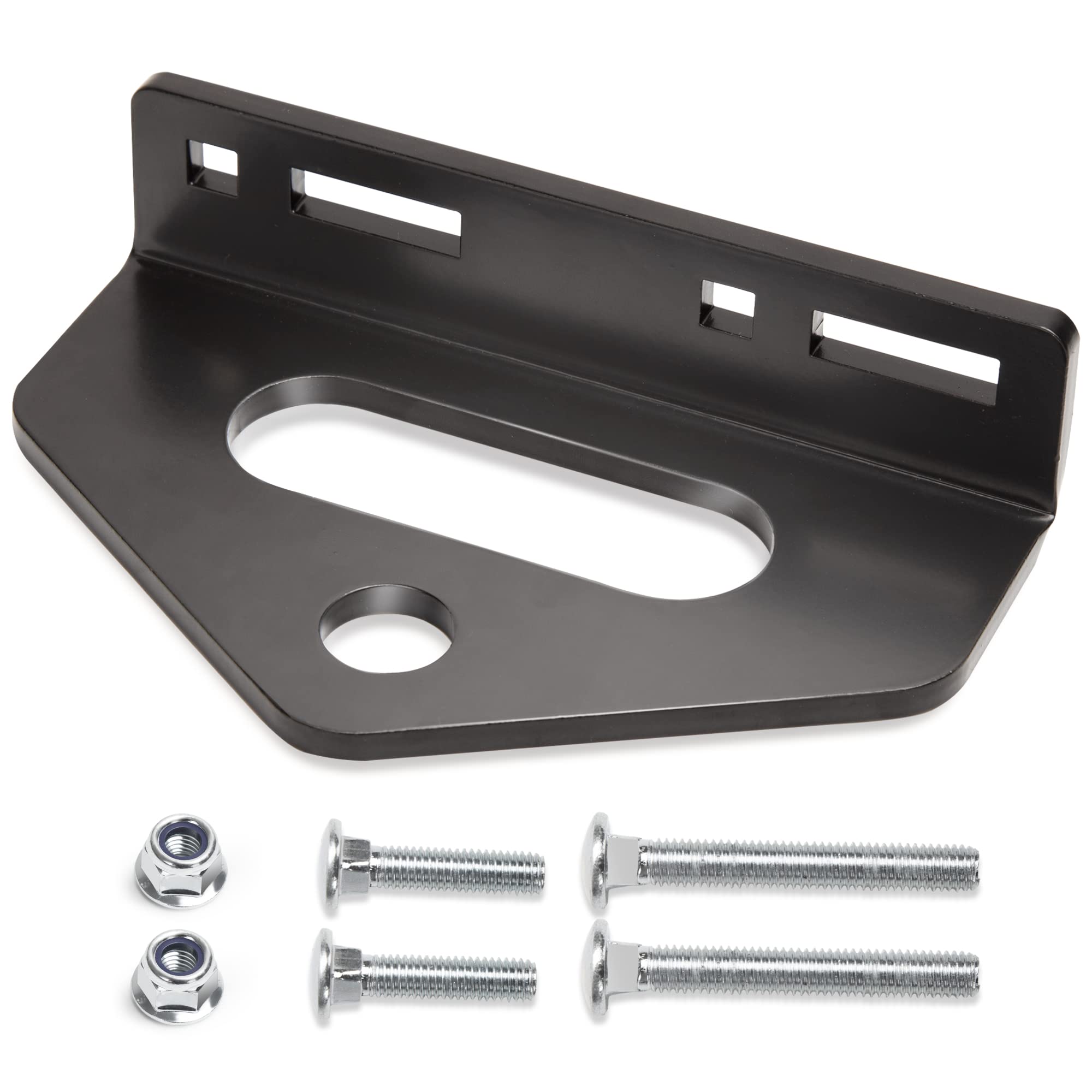 Zero Turn Mower Trailer Tow Hitch, 1/4"(6mm) Thick Heavy Duty Steel Universal Lawn Trailer Hitch 2"-5.1" Hole Center, Versatile Chain Slot Rugged Steel Trailer Hitch Included Carriage Bolt Hardware