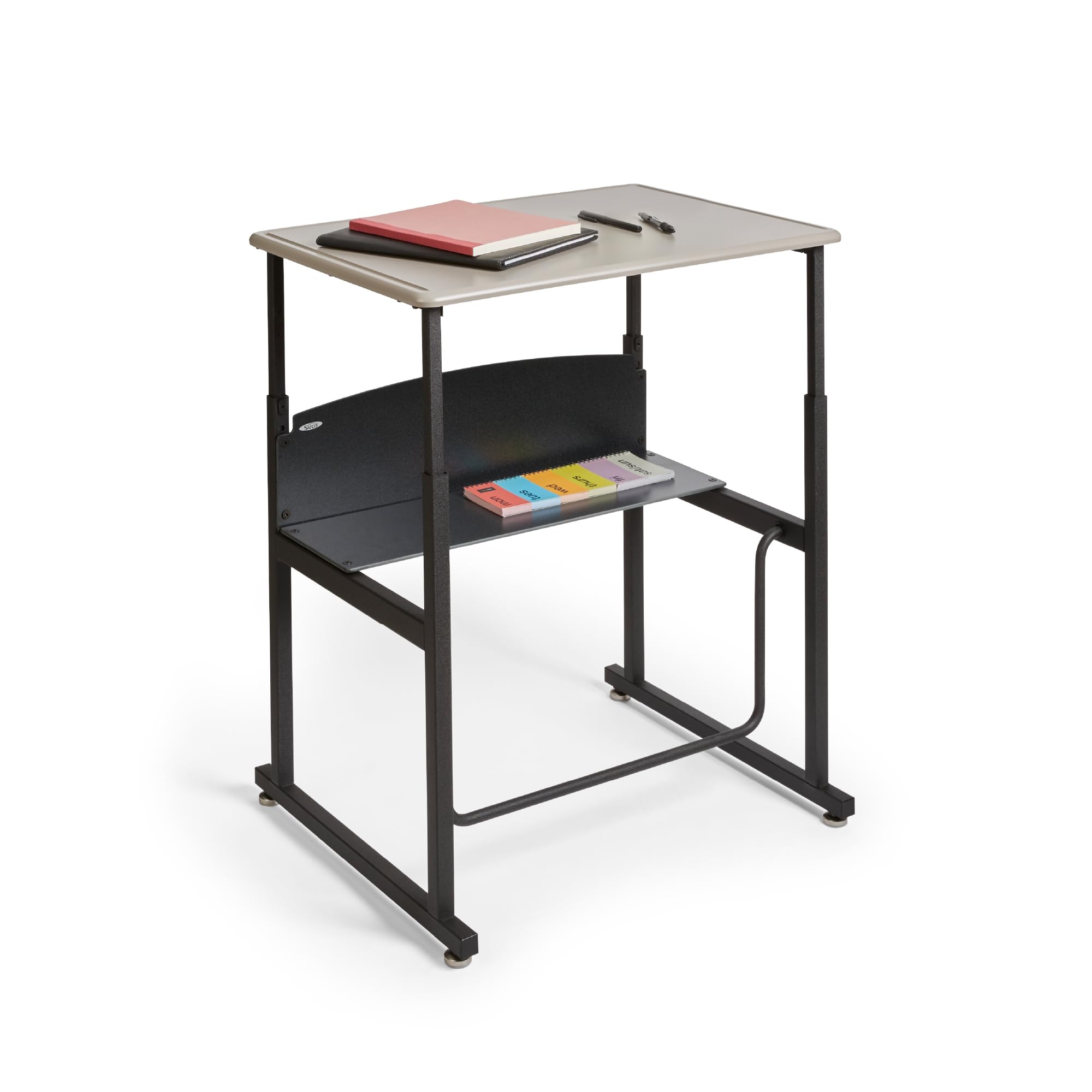 Safco Products AlphaBetter Adjustable-Height Desk, 28" x 20" Standard Desktop, Swinging Footrest Bar