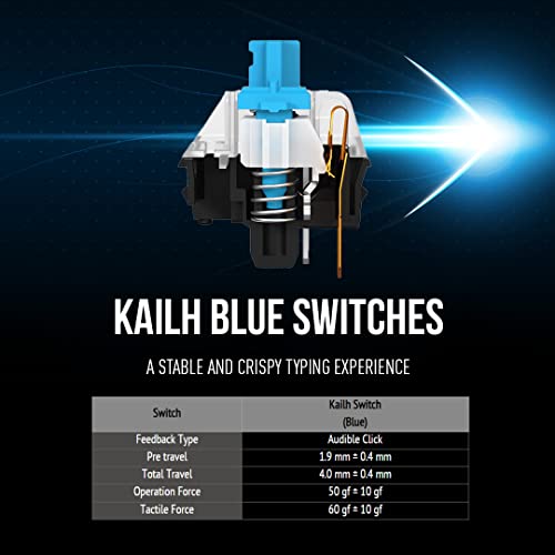 MSI Vigor GK50 Elite LL Mechanical Gaming Keyboard, Clicky Kailh Box White Switches, RGB Mystic Light,Blue