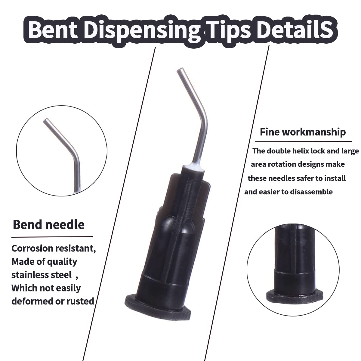 Blunt Tip Needle, 100 Pcs 20G Black Bent Dispensing Tips, Flow Dispensing Needle Tips, Disposable Dental Irrigation Fluid Needle Tips for Oil or Glue Applicator