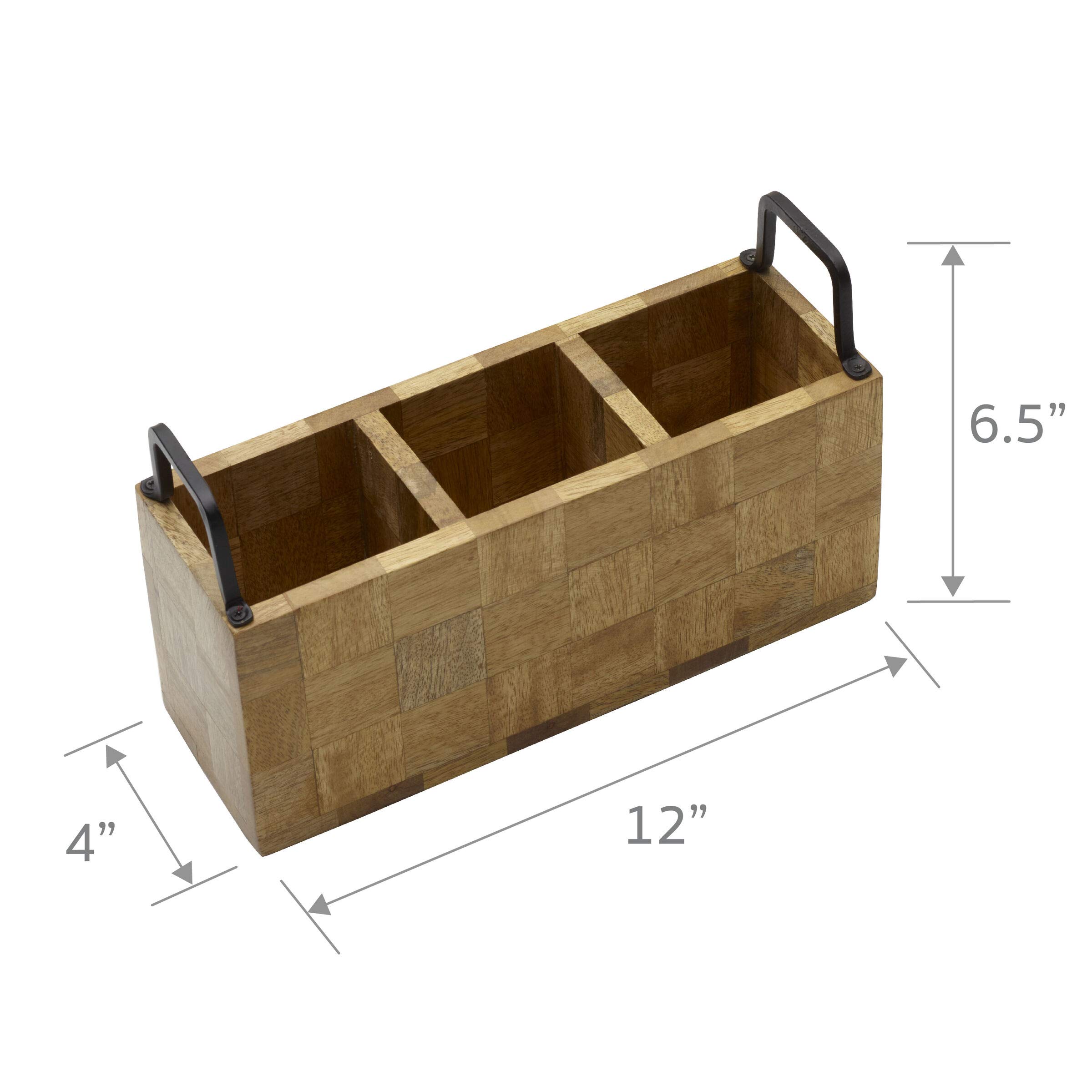 Gourmet Basics by Mikasa Avery Checkered Wood Flatware Caddy, Assorted