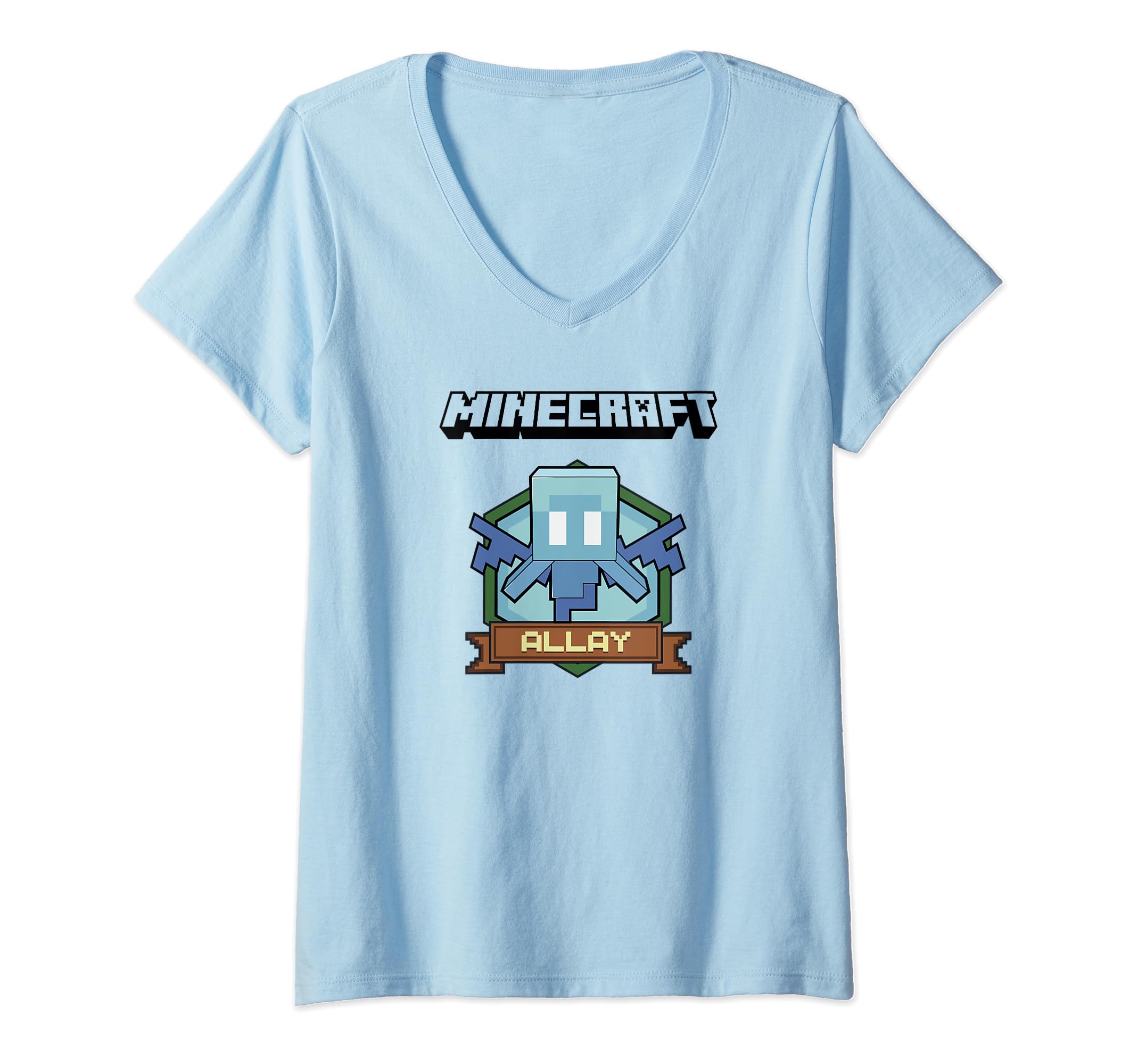 Womens Minecraft Allay Badge Simple Logo V-Neck T-Shirt