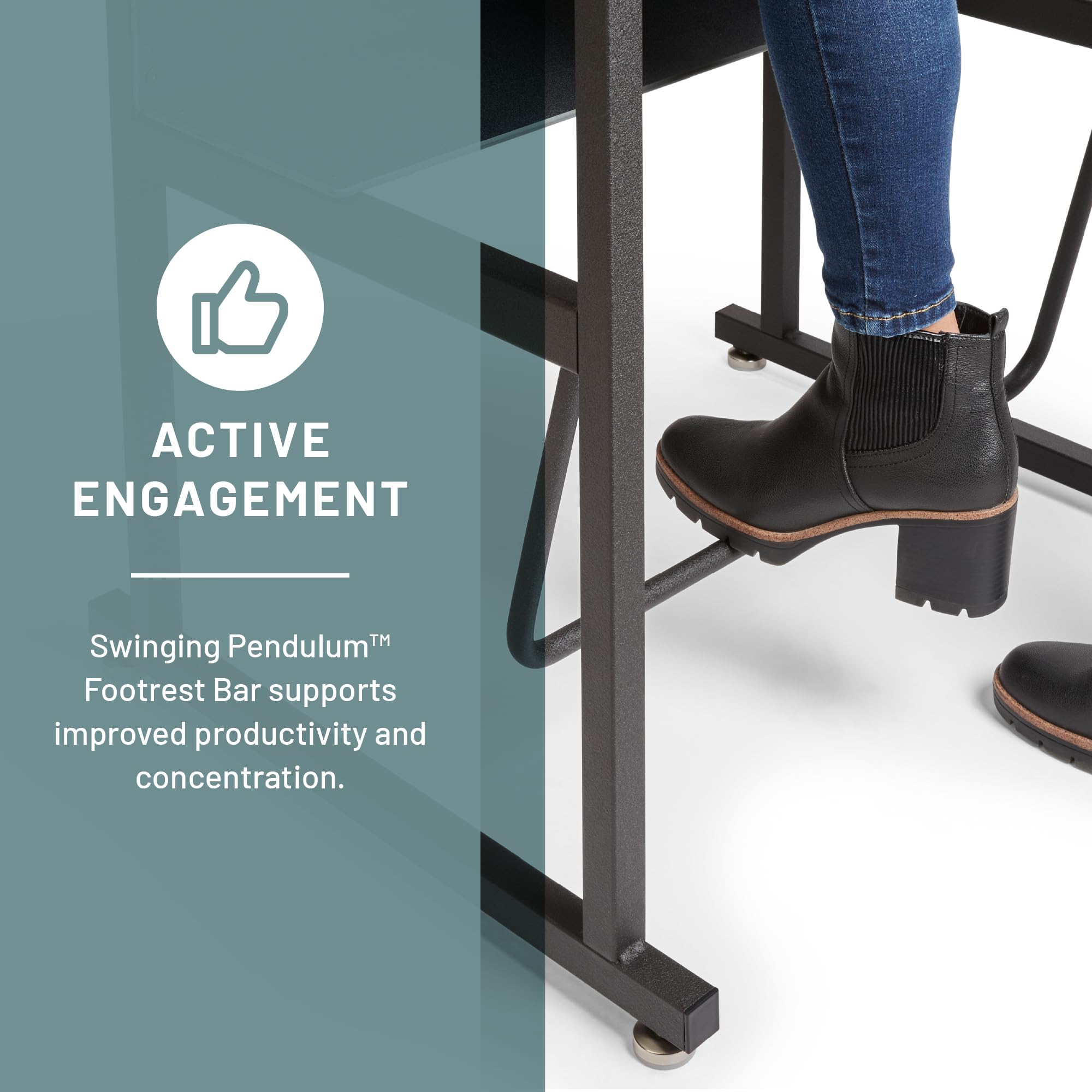 Safco Products AlphaBetter Adjustable-Height Desk, 28" x 20" Standard Desktop, Swinging Footrest Bar