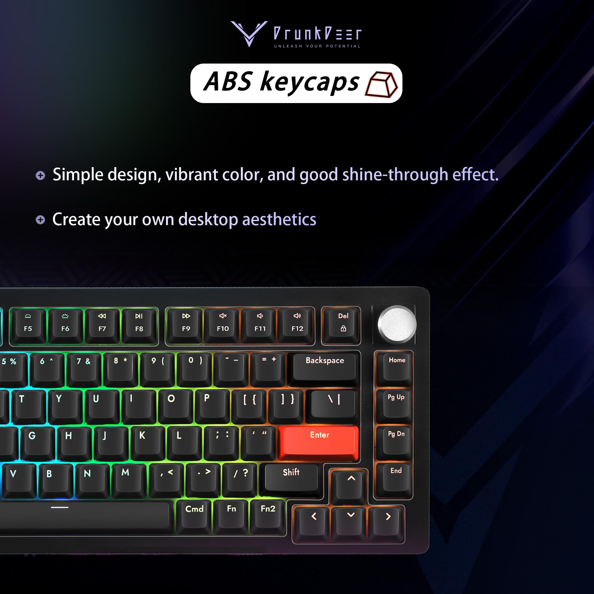 DrunkDeer A75 Mechanical Keyboard Magnetic Switches TKL Gaming Keyboard 82Keys PBT Keycap USE Wired OEM Profile RGB 82 Keys with Knob