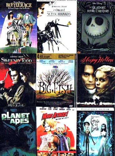 Tim Burton's Best (9-Pack): The Nightmare Before Christmas (2-DVD + Digital Copy, 1993) / Sweeney Todd - The Demon Barber of Fleet Street (2007) / Big Fish (2004) / Beetlejuice (1988) / Sleepy Hollow (1999) / Edward Scissorhands (1990) / Mars Attacks! (19
