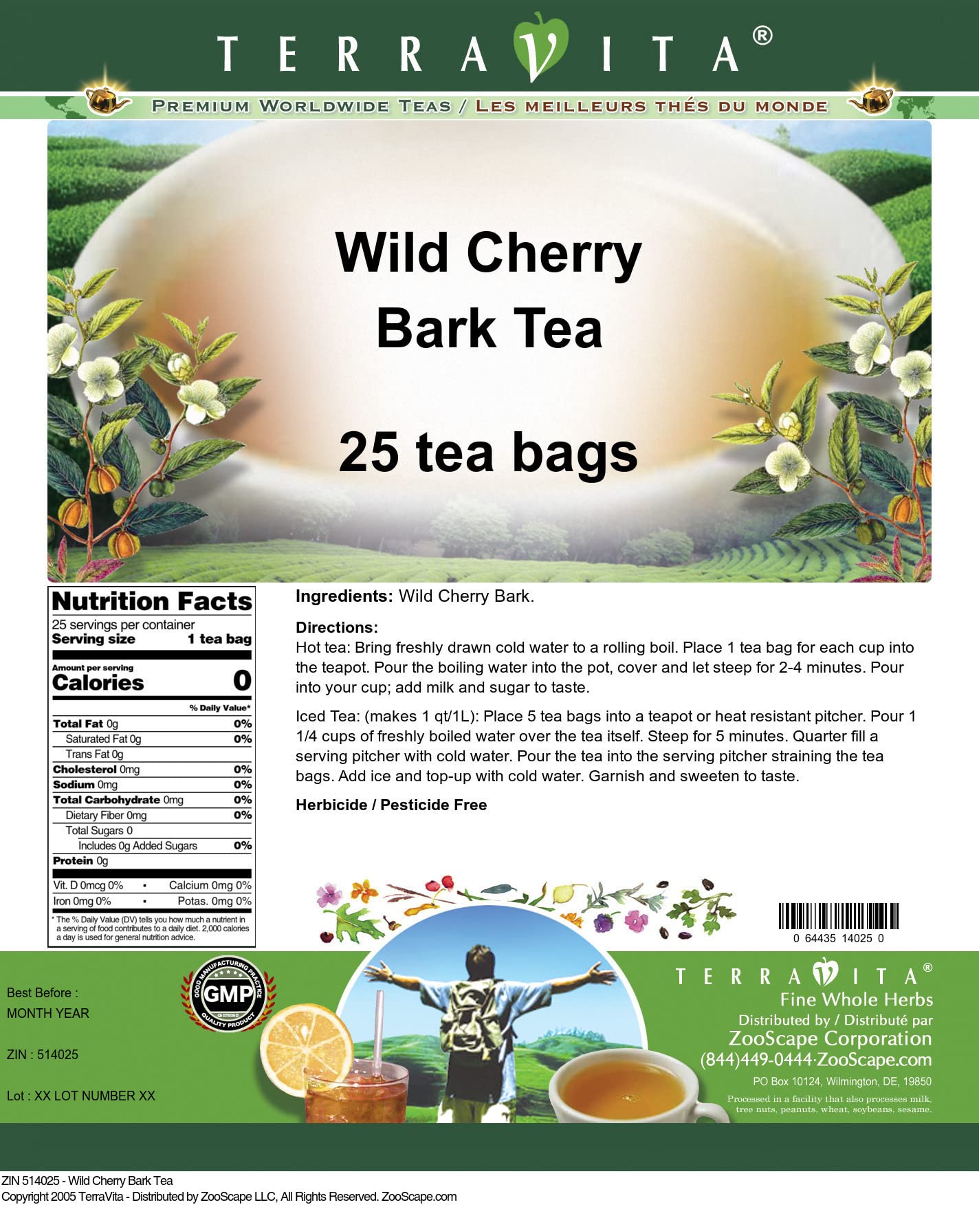 Wild Cherry Bark Tea (25 tea bags, ZIN: 514025)