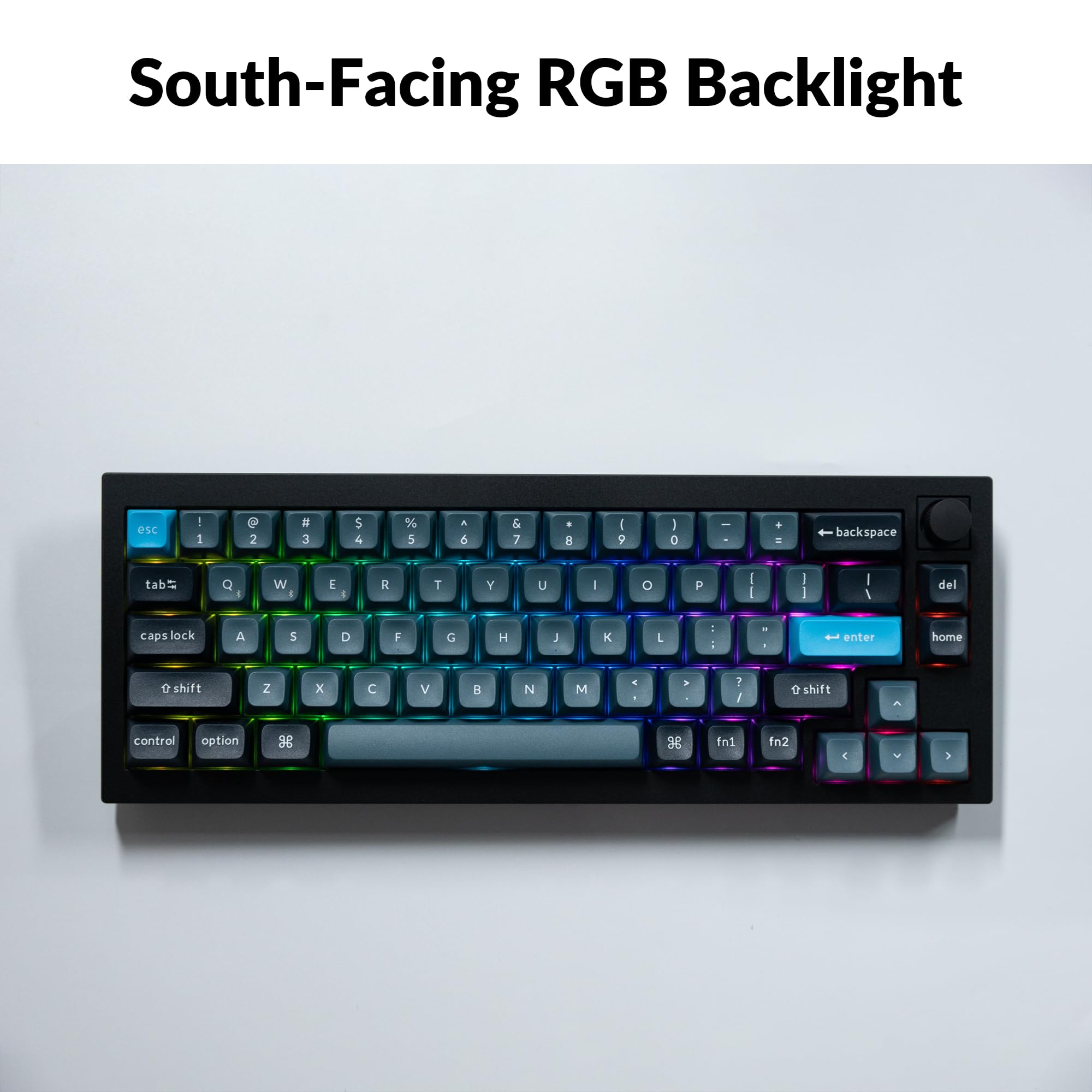 Keychron Q2 Pro Full Metal RGB QMK/VIA Wireless Bluetooth Custom Mechanical Keyboard, Programmable Knob KSA Double-Shot PBT Keycaps, Hot-Swappable K Pro Banana Switches for Mac Windows Linux - Black