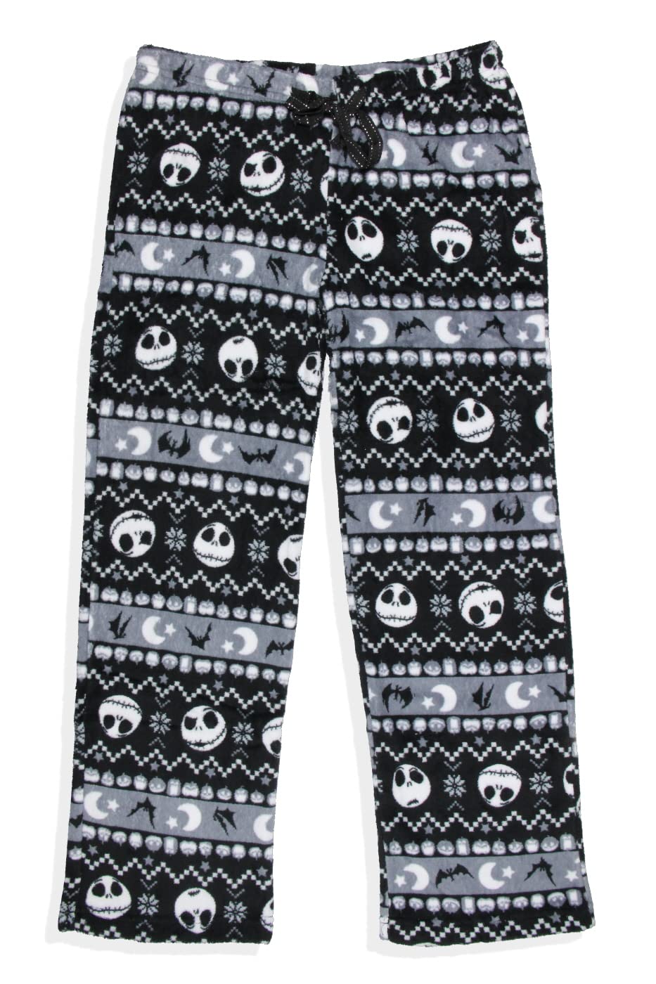 The Nightmare Before Christmas Women's Jack Skellington Fairisle Minky Plush Pajama Pants (Medium) Black