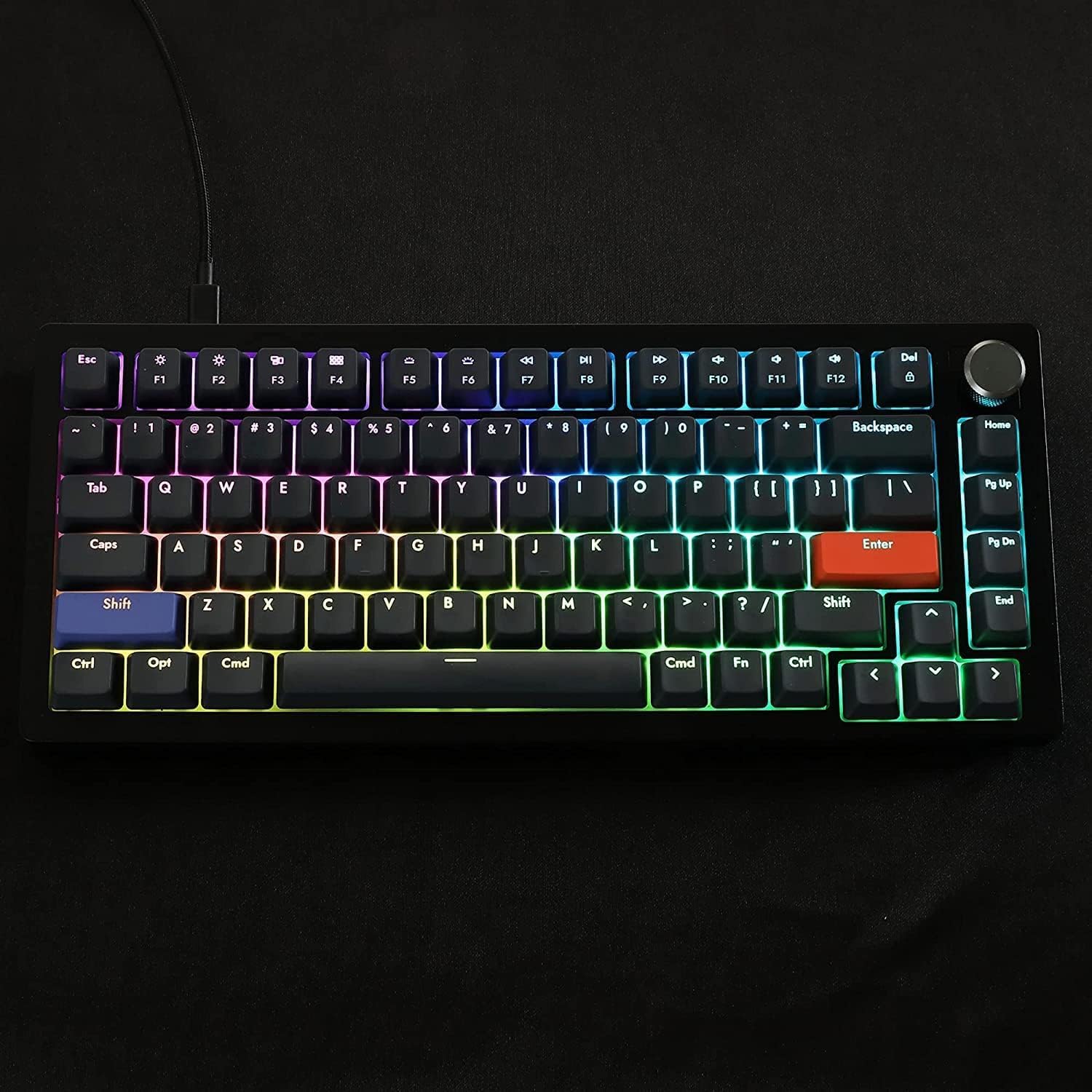 DrunkDeer A75 Mechanical Keyboard Magnetic Switches TKL Gaming Keyboard 82Keys PBT Keycap USE Wired OEM Profile RGB 82 Keys with Knob