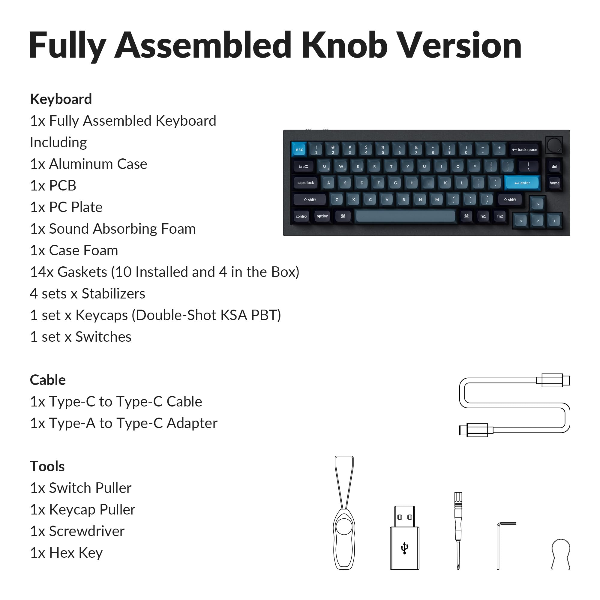 Keychron Q2 Pro Full Metal RGB QMK/VIA Wireless Bluetooth Custom Mechanical Keyboard, Programmable Knob KSA Double-Shot PBT Keycaps, Hot-Swappable K Pro Banana Switches for Mac Windows Linux - Black