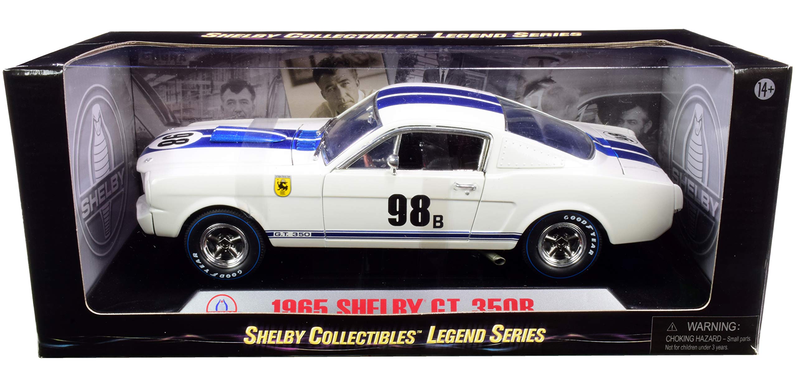1965 Ford Mustang Shelby GT350R #98B Terlingua Racing Team White with Blue Stripes 1/18 Diecast Model Car by Shelby Collectibles SC170