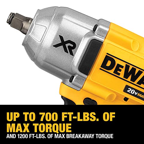 DEWALT 20V MAX XR Impact Wrench Kit, Brushless, High Torque, Hog Ring Anvil, 1/2-Inch, Tool Only (DCF899HB) , Yellow