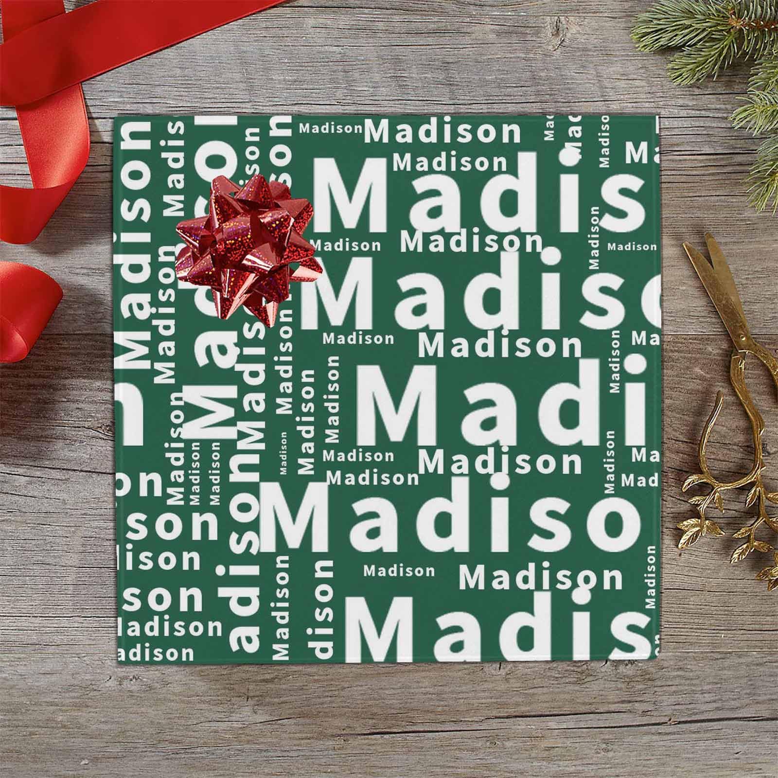 InterestPrint Custom Name Wrapping Paper for Women Men, Personalized Monogram Gift Wrap Paper 58x23 Customized Christmas Birthday Wrapping Paper Roll for Grandma Grandpa
