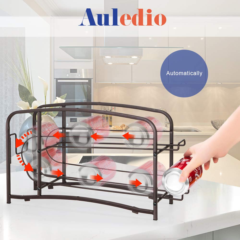 Auledio Stackable Beverage Can Dispenser Rack, Can Storage Organizer Holder for Canned food or Pantry Refrigerator(2 Pack)