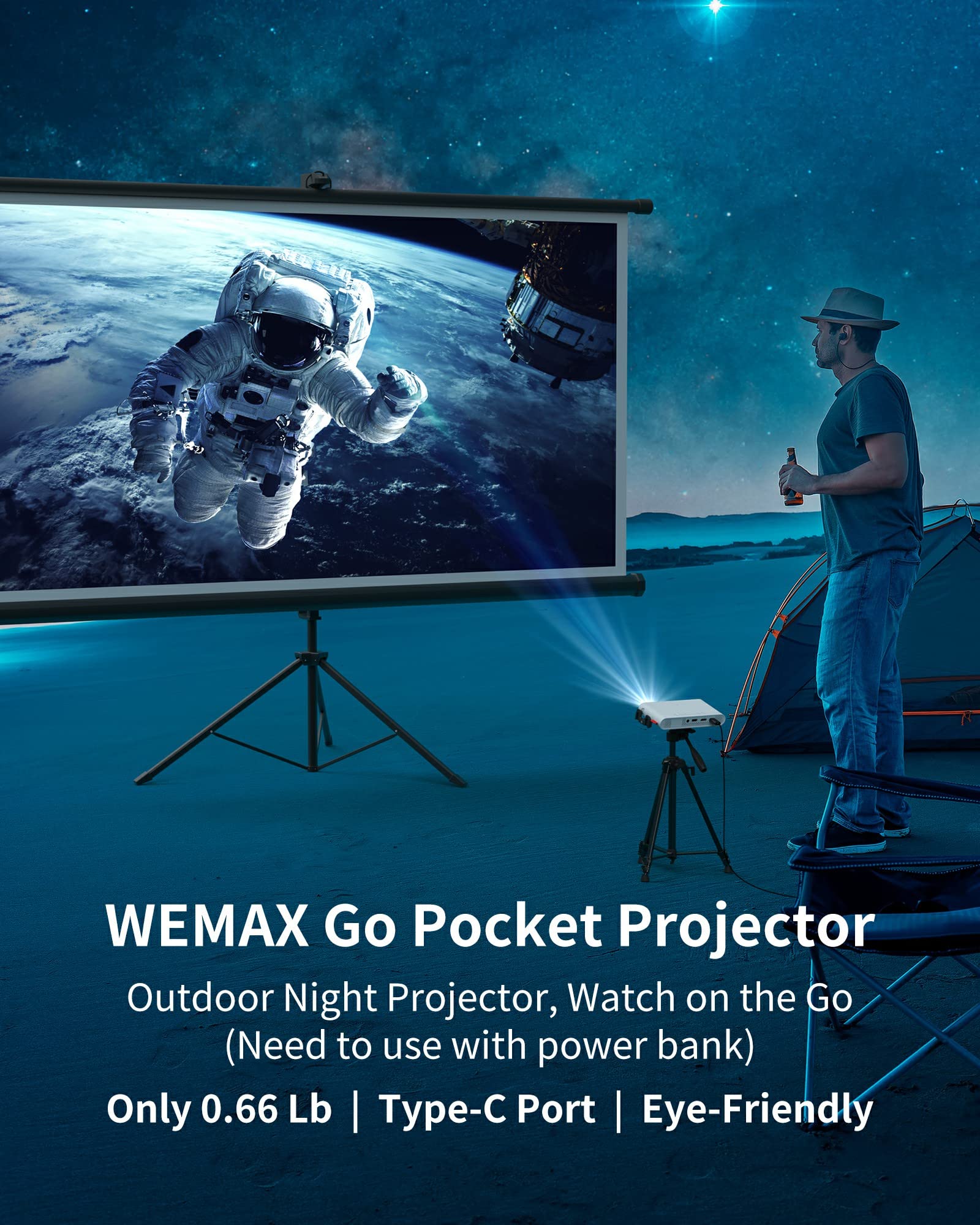 WEMAX Go Ultra Portable Laser Projector | Mini Pocket DLP Projectors with WiFi | 100 inch Image | Airplay Miracast | Auto Vertical Keystone | Compatible with Smartphone, HDMI, USB (Includes Case Bag)