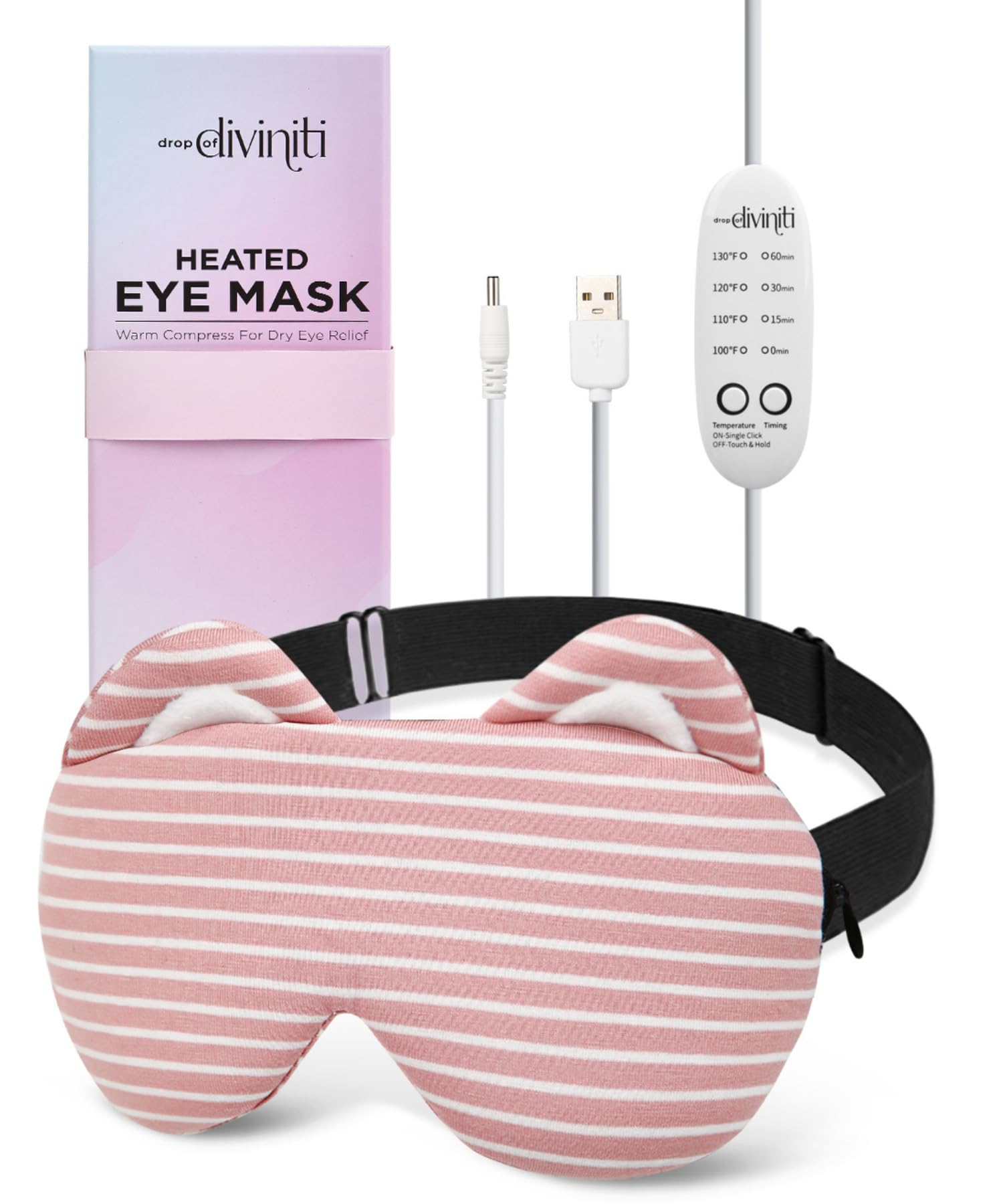 Heated Eye Mask for Dry Eyes - Stye Eye Treatment Dry Eye Mask for Dry Eyes Warm Compress for Eyes, Relieve Blepharitis, Pink Eye, Eye Hot Compress for Eye Dry Eye Therapy Mask Eye Warmer DiviniTi