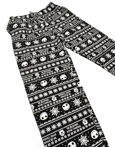Disney The Nightmare Before Christmas Loungepants For Men | Adults Jack Skellington Pajama Trousers | Black PJ Bottoms