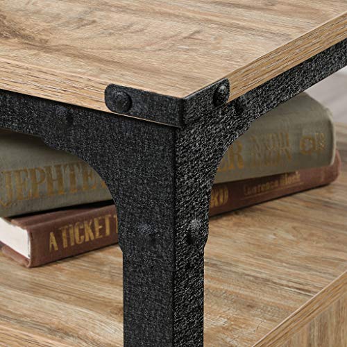 Sauder Steel River L-Shaped Desk, L: 59.84" x W: 57.32" x H: 29.53", Milled Mesquite Finish