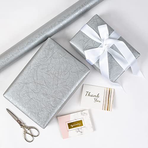 WRAPAHOLIC Wrapping Paper Roll - Basic Texture Silver Design for Birthday, Holiday, Wedding, Baby Shower Wrap - 30 Inch x 16.5 Feet