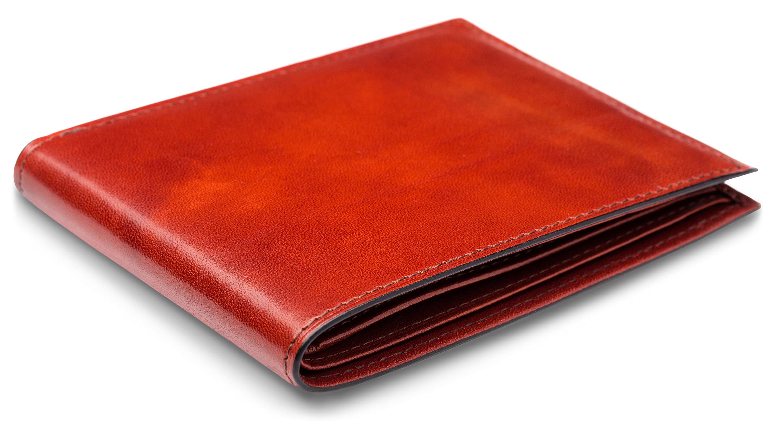 Bosca Men's Leather Wallet RFID Blocking - Bifold Executive Men's Wallet with 5 Card Slots, ID Window & Divided Currency Well - Genuine Old Leather, Ideal Gift Wallet for Men, Cognac Brown
