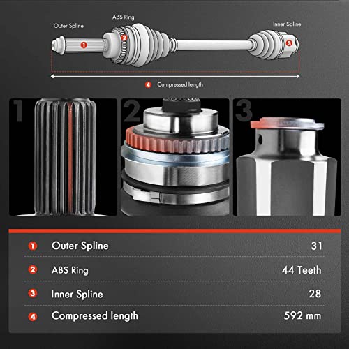 A-Premium CV Axle Shaft Assembly Compatible with Mazda Millenia 1995/2001-2002, V6 2.3L, Front Right Passenger Side, Replace# MZ-8009, 1700-197453