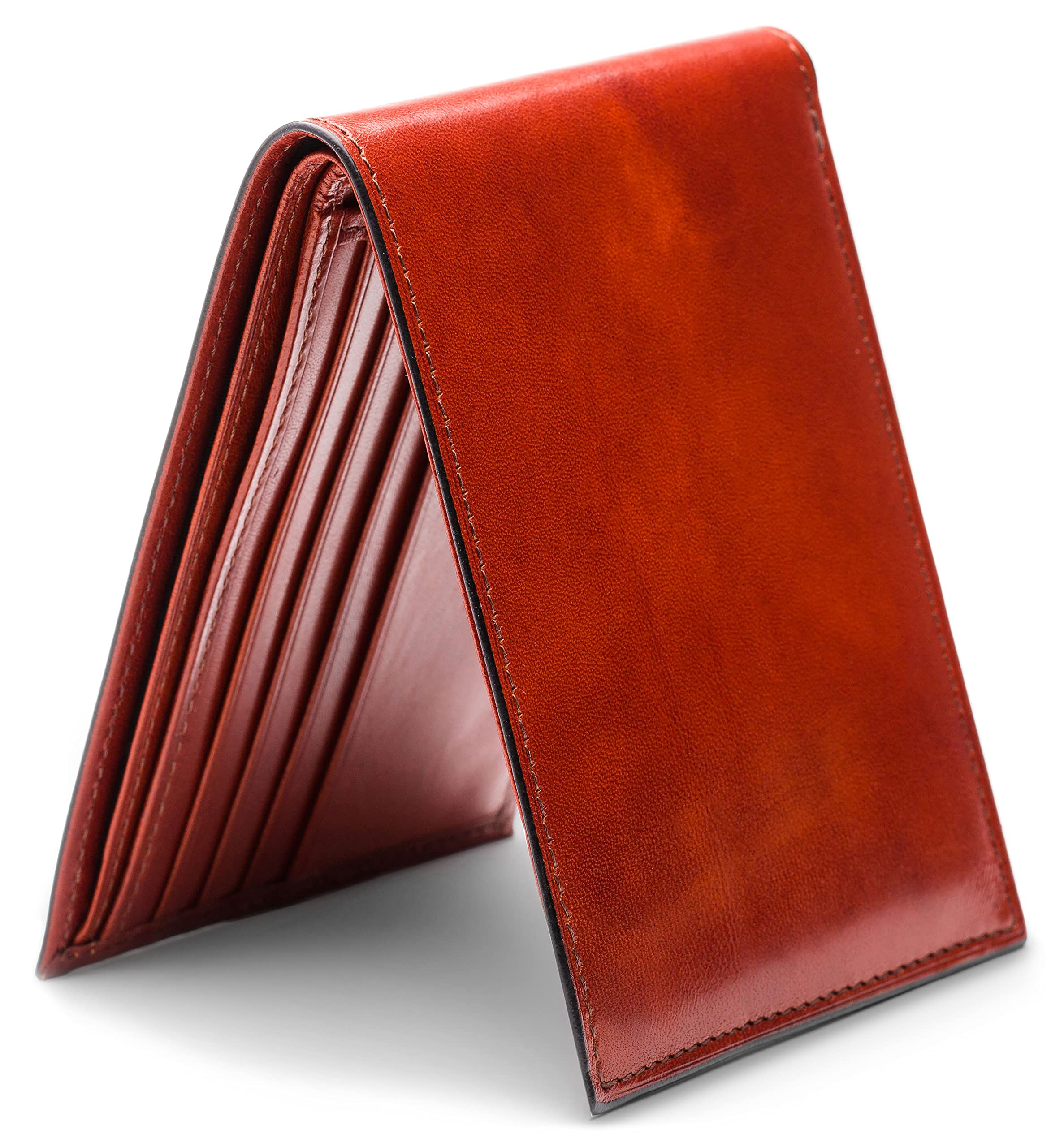Bosca Men's Leather Wallet RFID Blocking - Bifold Executive Men's Wallet with 5 Card Slots, ID Window & Divided Currency Well - Genuine Old Leather, Ideal Gift Wallet for Men, Cognac Brown