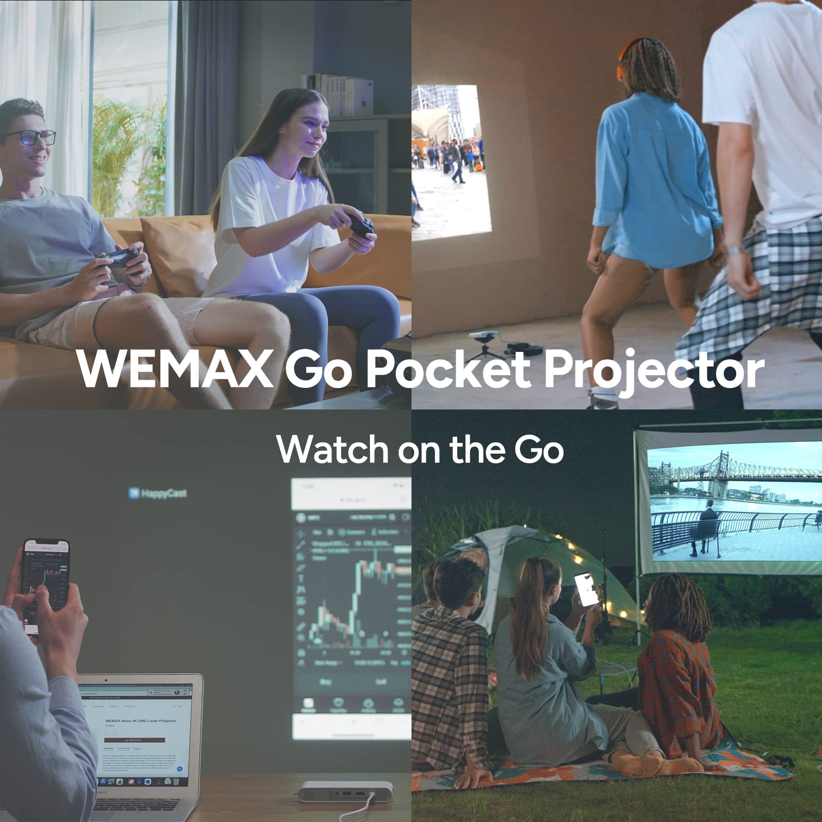 WEMAX Go Ultra Portable Laser Projector | Mini Pocket DLP Projectors with WiFi | 100 inch Image | Airplay Miracast | Auto Vertical Keystone | Compatible with Smartphone, HDMI, USB (Includes Case Bag)