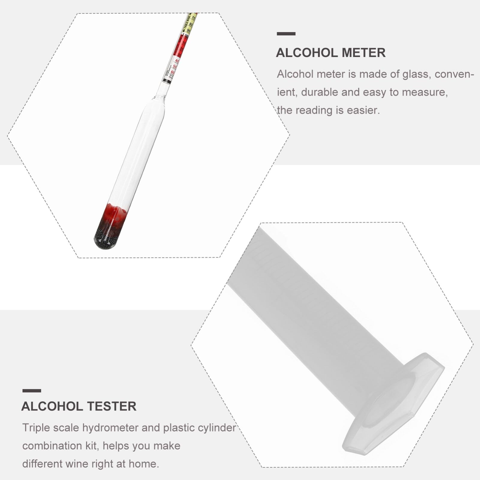 POPETPOP 1 Set Alcohol Meter Brewing Supplies Lab Hydrometer Graduated Cylinder Stills for Distilling Moonshine Brewer Elite Hydrometer Kit Beer Alcohol Hydrometer Sugar Meter Plastic Wine