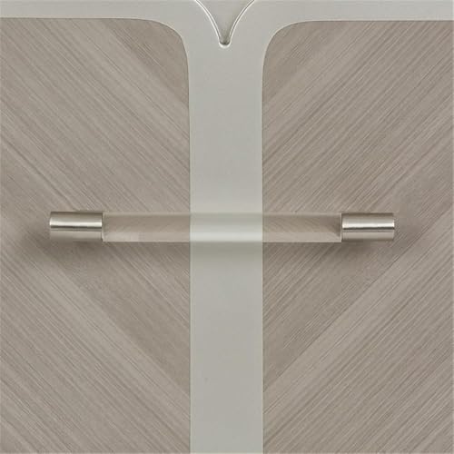 MICHAEL AMINI Lanterna Wood & Marble Nightstand in Silver Mist