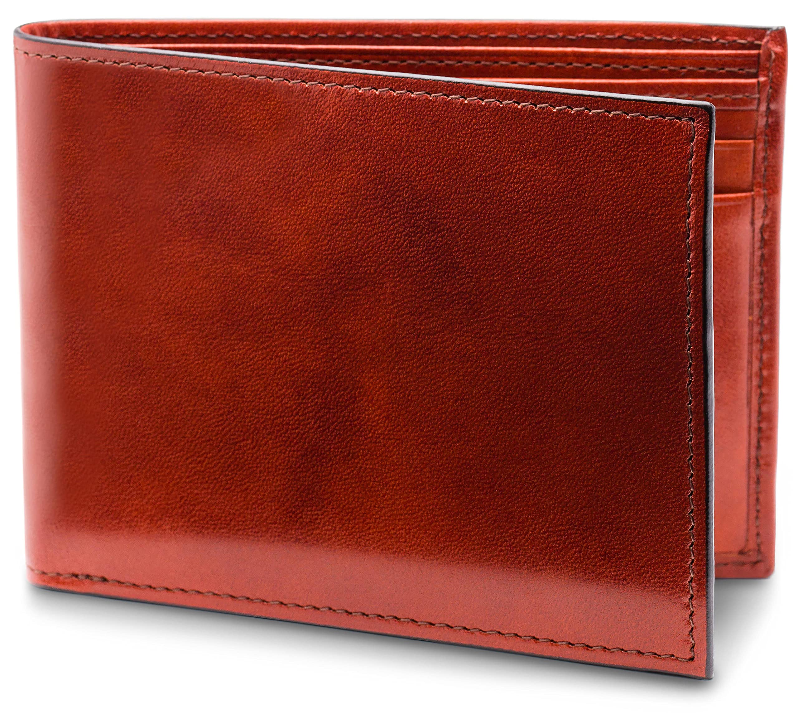 Bosca Men's Leather Wallet RFID Blocking - Bifold Executive Men's Wallet with 5 Card Slots, ID Window & Divided Currency Well - Genuine Old Leather, Ideal Gift Wallet for Men, Cognac Brown