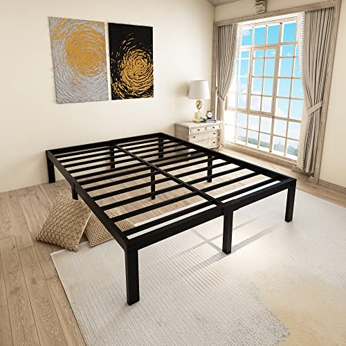 45MinST 14 Inch Reinforced Platform Bed Frame/3500lbs Heavy Duty/Easy Assembly Mattress Foundation/Steel Slat/Noise Free/No Box Spring Needed, Queen