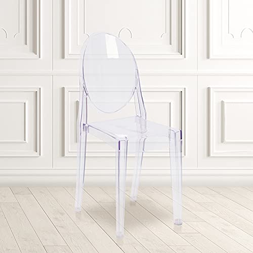 Flash Furniture 4 Pack Ghost Side Chair in Transparent Crystal