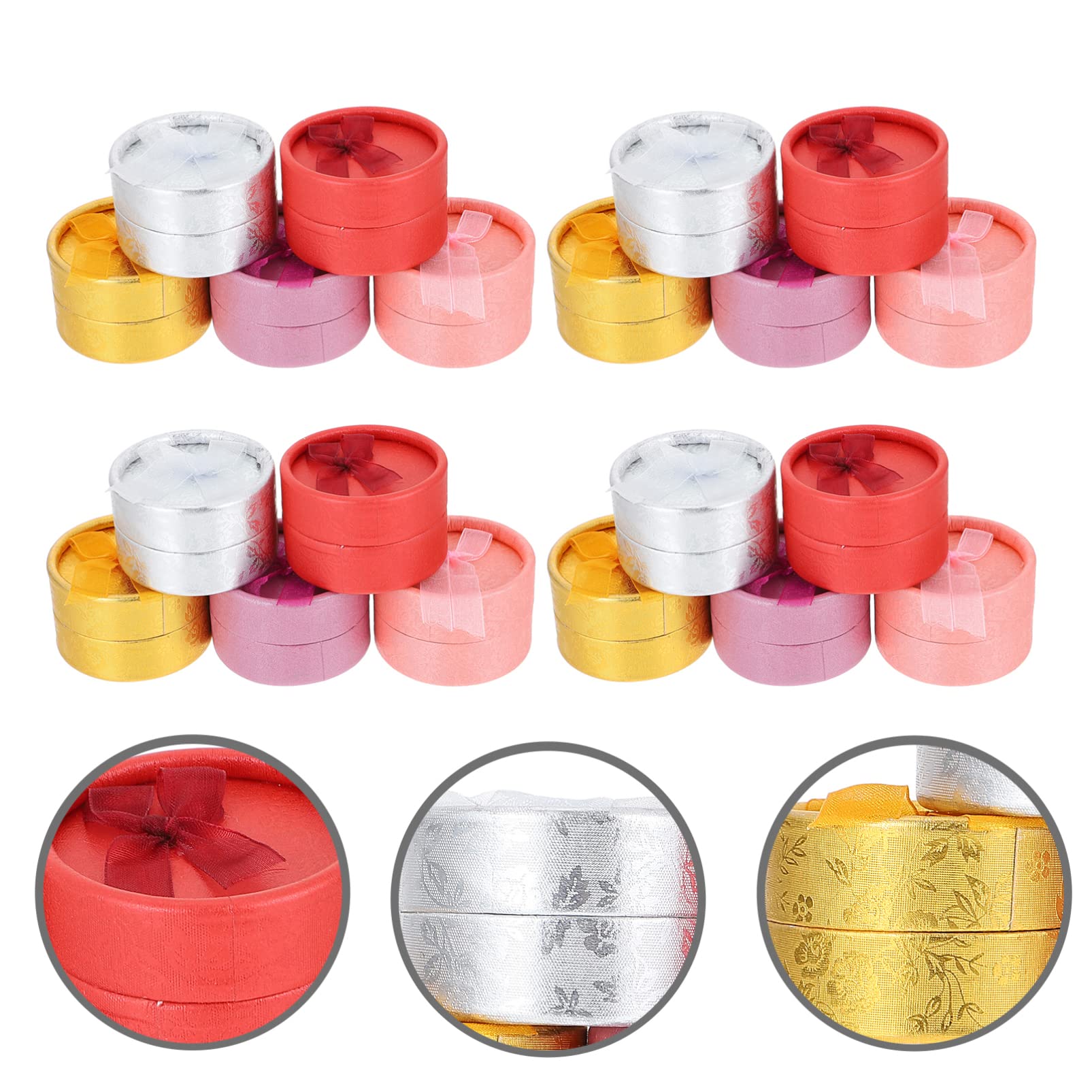 Cabilock 20pcs Box Round Jewelry Box Finger Ring Gift Case Earring Case Organizer Locket Ring Jewellery Gift Boxes Ring Boxes for Jewellery Decor Mesh Lovers Earrings Storage Tray