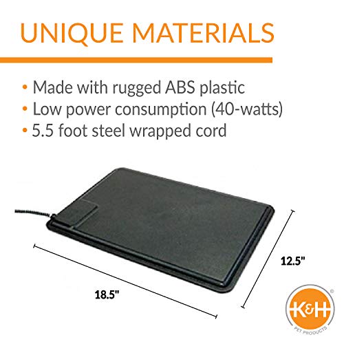 K&H Pet Products Extreme Weather Cat Heating Pad Outdoor, Heated, For Indoor and Outdoor Use Black Small 12.5 X 18.5 Inches 40W