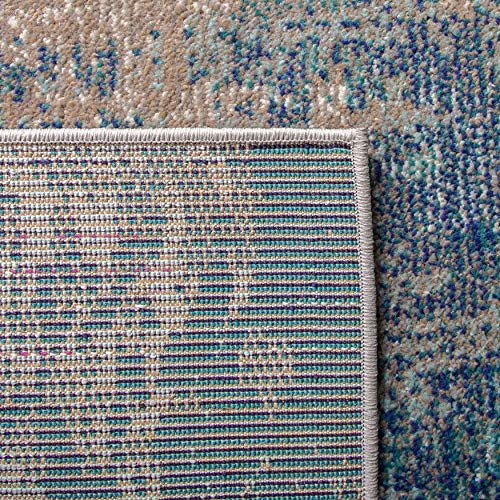 SAFAVIEH Madison Collection 8' x 10' Blue/Grey MAD440M Modern Boho Abstract Non-Shedding Living Room Bedroom Dining Home Office Area Rug