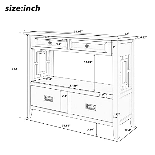 XD Designs Modern Console Table Wood Sofa Table with 4 Drawers and 1 Shelves Sideboard Buffet Table Narrow Accent Table Furniture Light Blue 31.5inchinch H x 36.02inchinch W x 13inchinch D