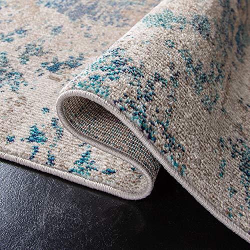 SAFAVIEH Madison Collection 8' x 10' Blue/Grey MAD440M Modern Boho Abstract Non-Shedding Living Room Bedroom Dining Home Office Area Rug