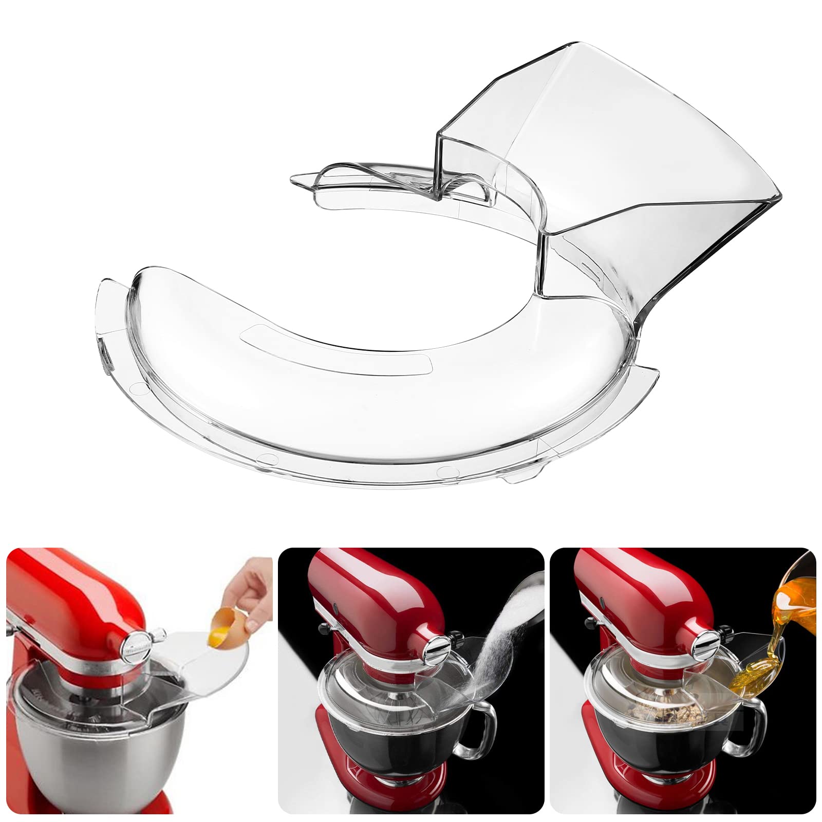 KN1PS Pouring Shield for KitchenAid 4.5Qt, W10616906 Splatter Guard Cover for Kitchen Aid Mixers Accessories, Pouring Chute for Kitchenaid Mixer, NOT DISHWASHER SAFE (8.2''diam)