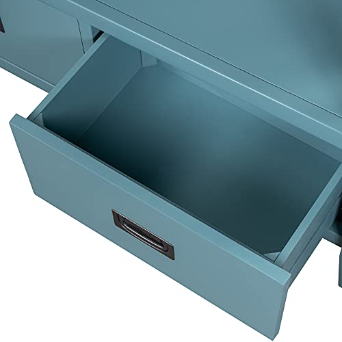 XD Designs Modern Console Table Wood Sofa Table with 4 Drawers and 1 Shelves Sideboard Buffet Table Narrow Accent Table Furniture Light Blue 31.5inchinch H x 36.02inchinch W x 13inchinch D