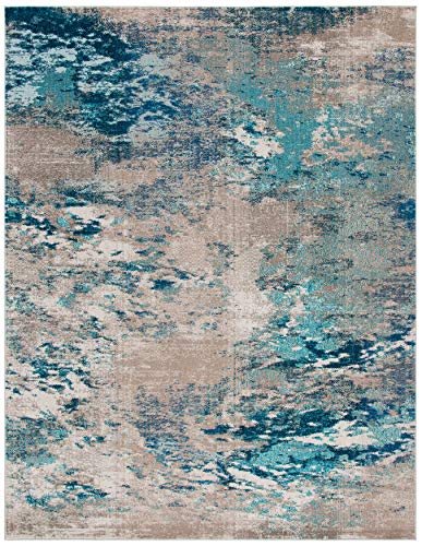 SAFAVIEH Madison Collection 8' x 10' Blue/Grey MAD440M Modern Boho Abstract Non-Shedding Living Room Bedroom Dining Home Office Area Rug
