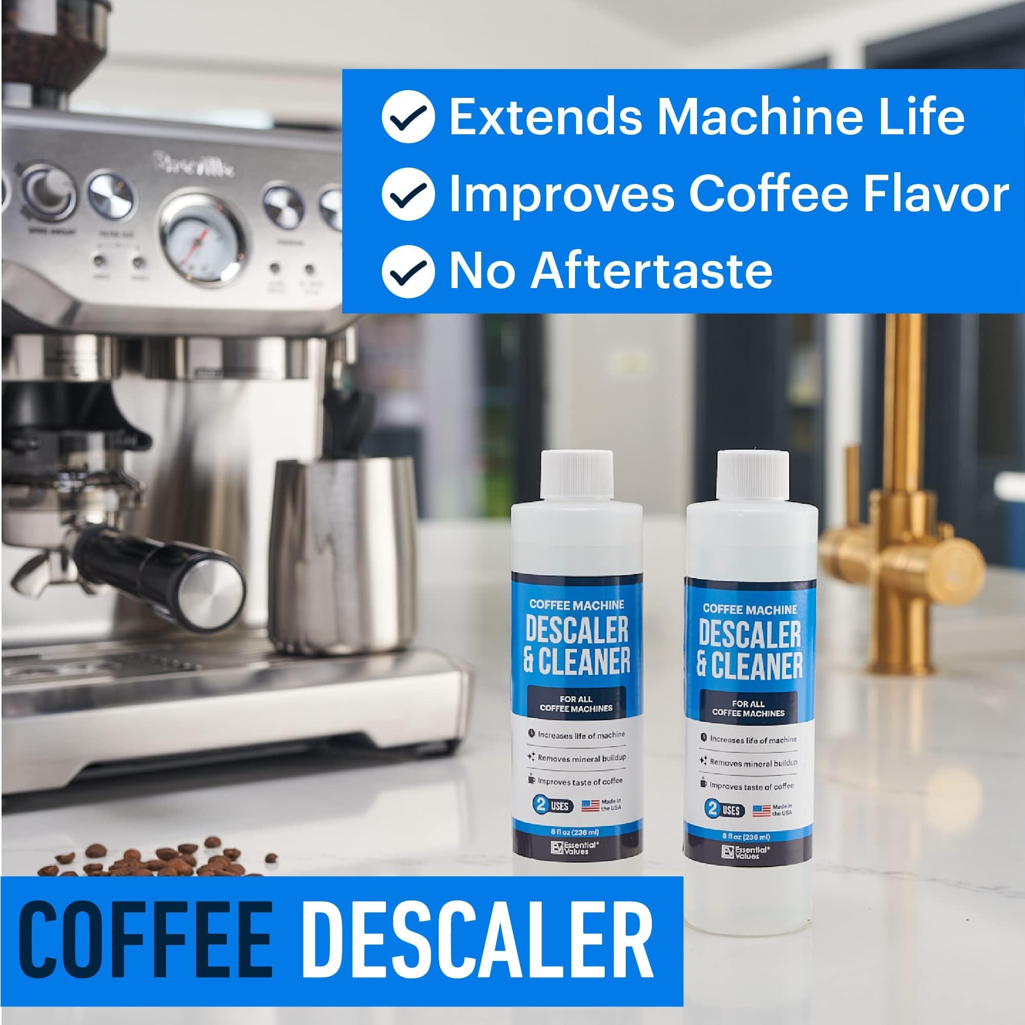 Universal Descaling Solution 2 Pack, (2 x 236ml / 4 Uses Total), Compatible with Breville, L'OR, Sage, Nespresso, Delonghi Single Use Coffee & Espresso Machines, Coffee Machine Descaler