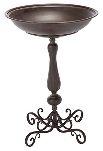 Safavieh Outdoor Collection Orian Rustic Brown Victorian Scroll Iron Garden Patio Backyard Charming Bird Bath PAT5023C