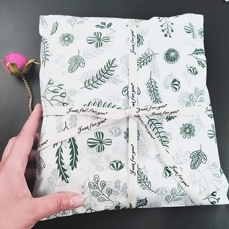 Bolsome 100 Sheets 20 * 14 Inches Greenery Tissue Paper, Botanical Gift Wrapping Tissue, Green Leaves Decorative Tissue Paper for Jungle Safari Party Baby Bridal Shower Birthday Wedding Decor