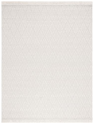 Safavieh Marbella Collection 8' x 10' Ivory MRB202A Handmade Boho Trellis Fringe Wool Living Room Dining Bedroom Area Rug