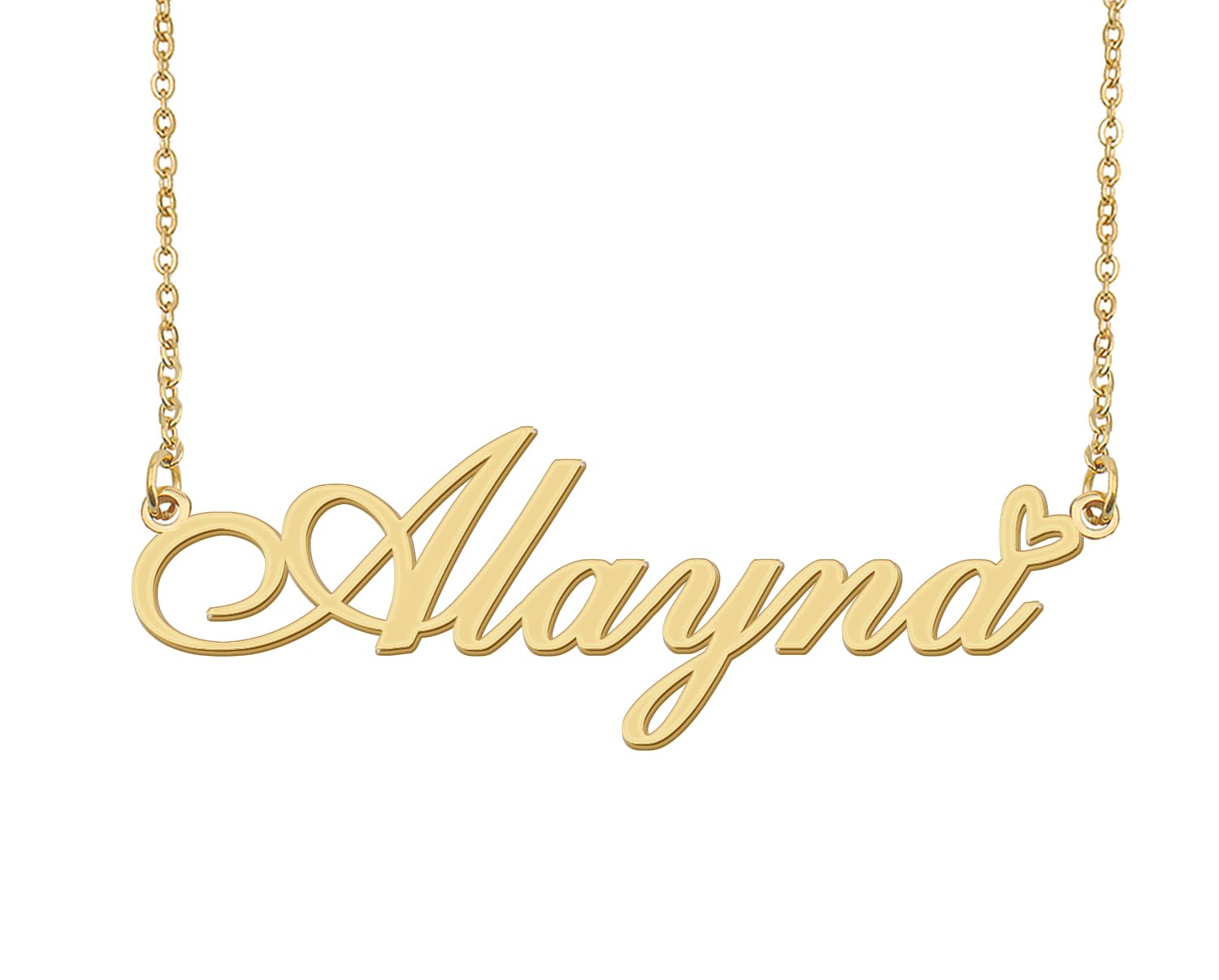 Aoloshow Gold Name Necklace Heart Charm Pendant Alayna Jewelry for Womens Teen Girls Graduation Gift
