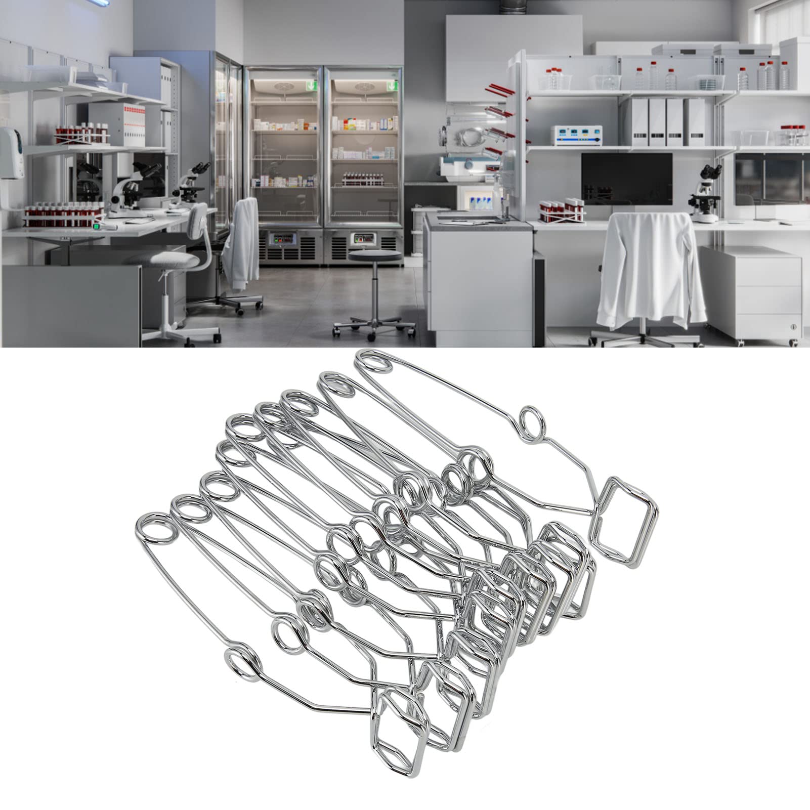 10PCS Spring Test Tube Holders Stainless Steel Clip Clamp, Lab Test Tube Clamp with Finger Grip, Laboratory Experiment Testing Holder Tool for Standard Test Tubes, 14.6cm / 5.7inch