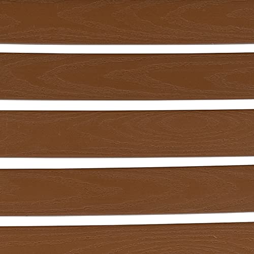 Flash Furniture 5 Piece Patio Table Set - Synthetic Teak Poly Slats - 35" Square Steel Framed Table with 4 Faux Teak Chairs