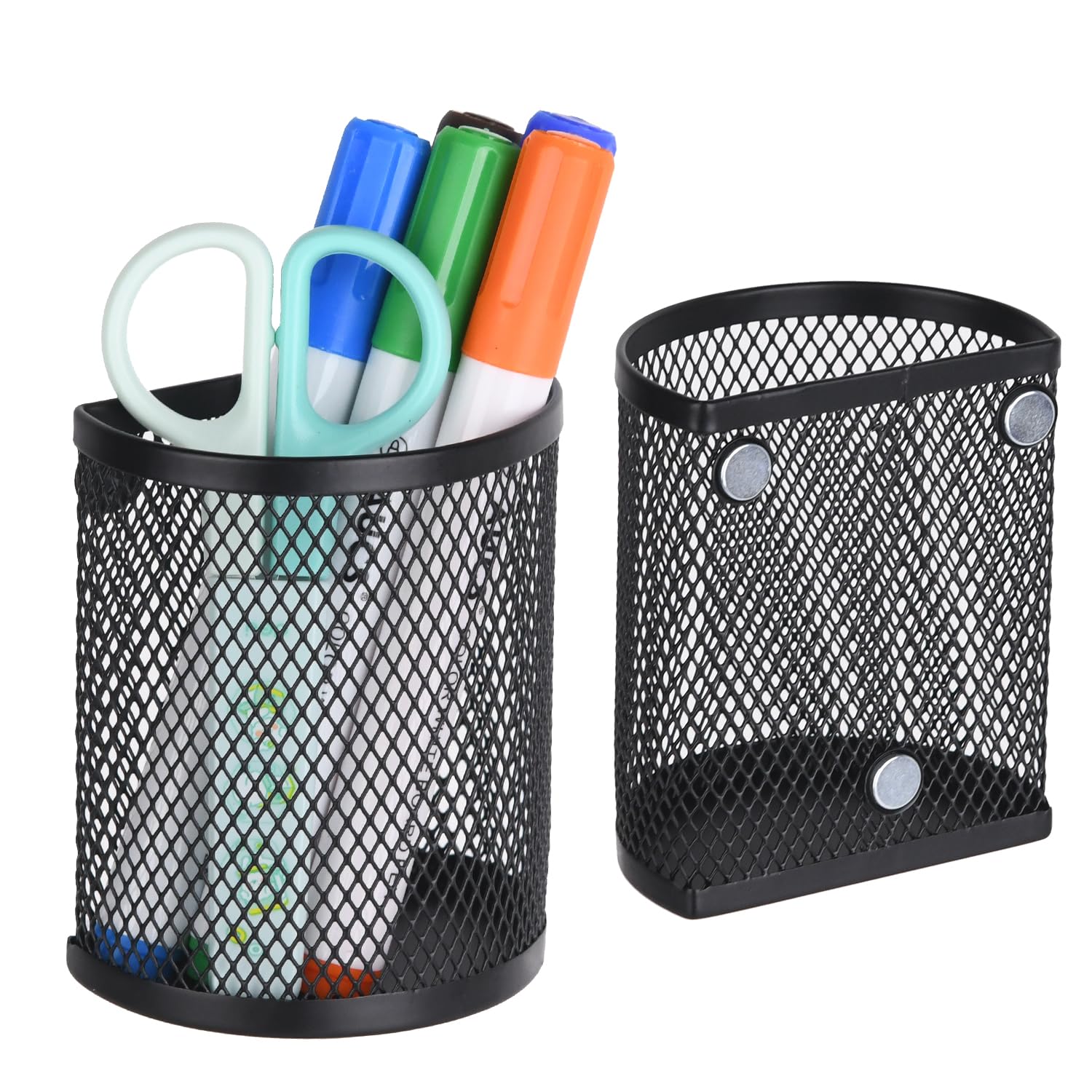 LUCYCAZ Magnetic Pencil Holder - Locker Accessories, 2 Pack Magnetic Pen Holder for Refrigerator for Home School and Office, Black