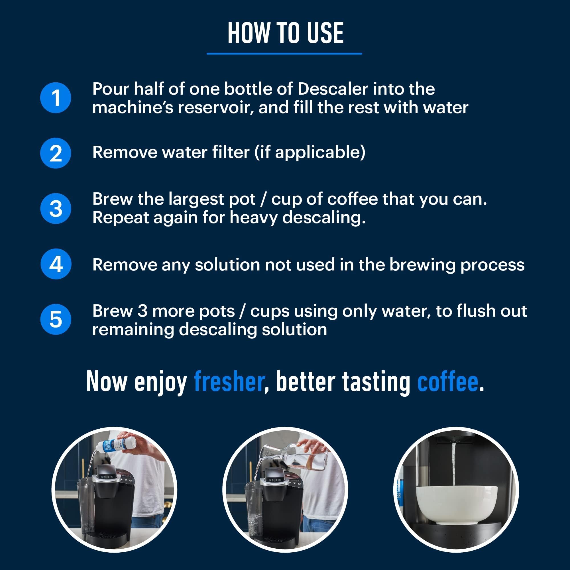 Universal Descaling Solution 2 Pack, (2 x 236ml / 4 Uses Total), Compatible with Breville, L'OR, Sage, Nespresso, Delonghi Single Use Coffee & Espresso Machines, Coffee Machine Descaler