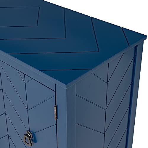 XD Designs Wood Console Table Sofa Table, Sideboard Buffet Storage Cabinet with 2 Adjustable Shelf, Vintage and Unique Medieval Style, Accent Furniture, Easy to Assemble (Navy Blue-1)